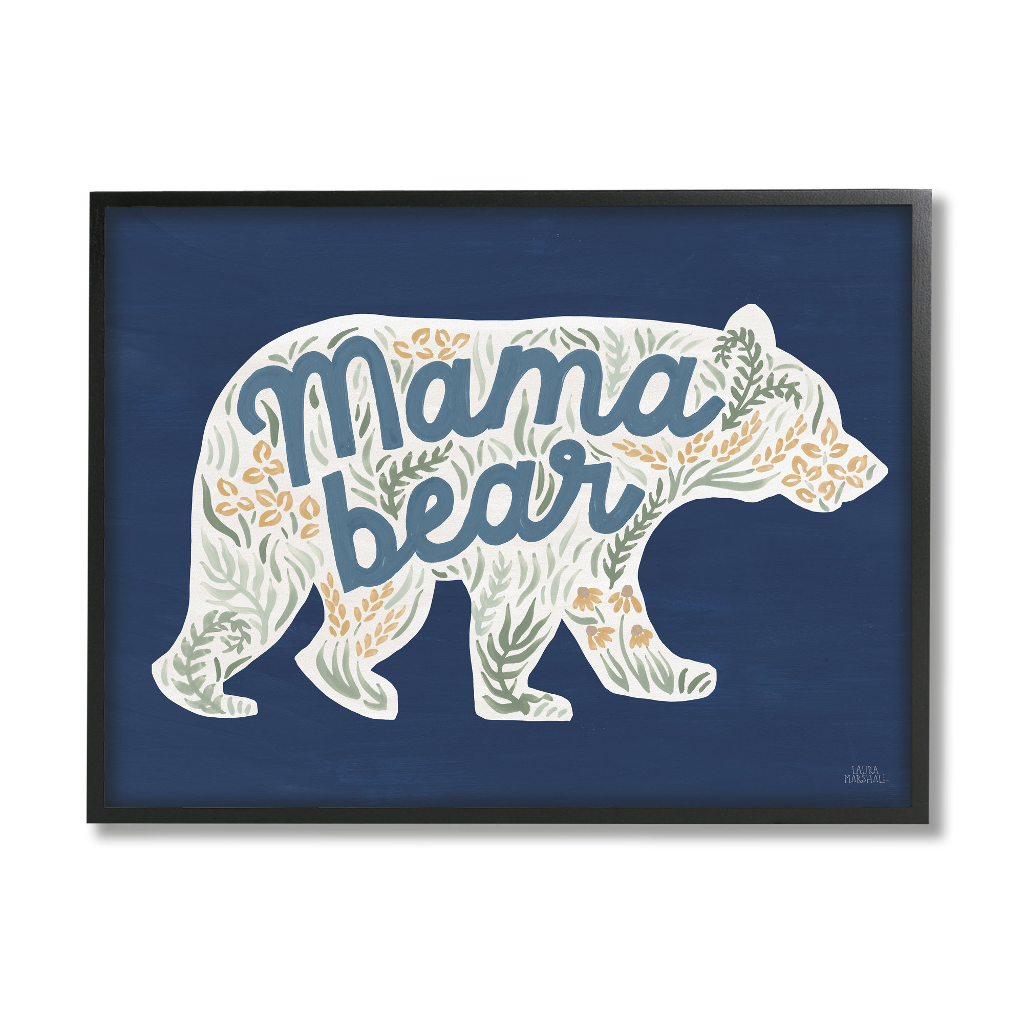 Stupell Industries Blue Mama Bear Botanicals Canvas Wall Art Design by Laura Marshall | Wayfair